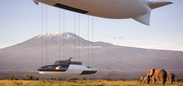 Exzentrisches Hybridkonzept: Schwebende Zeppelin-Yacht mit Whirlpool ...